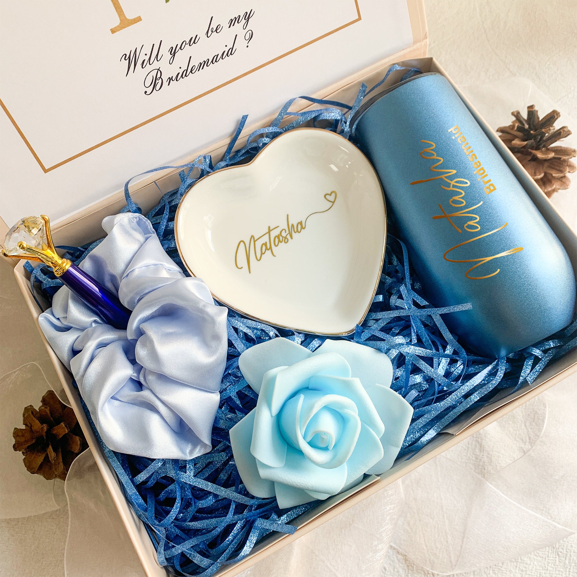 Romantic Blue Wedding Bridesmaid Box Custom Bridesmaid - Etsy