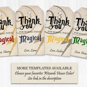 Thank You Tags Printable Wizard Party Favor Tag Instant - Etsy Australia