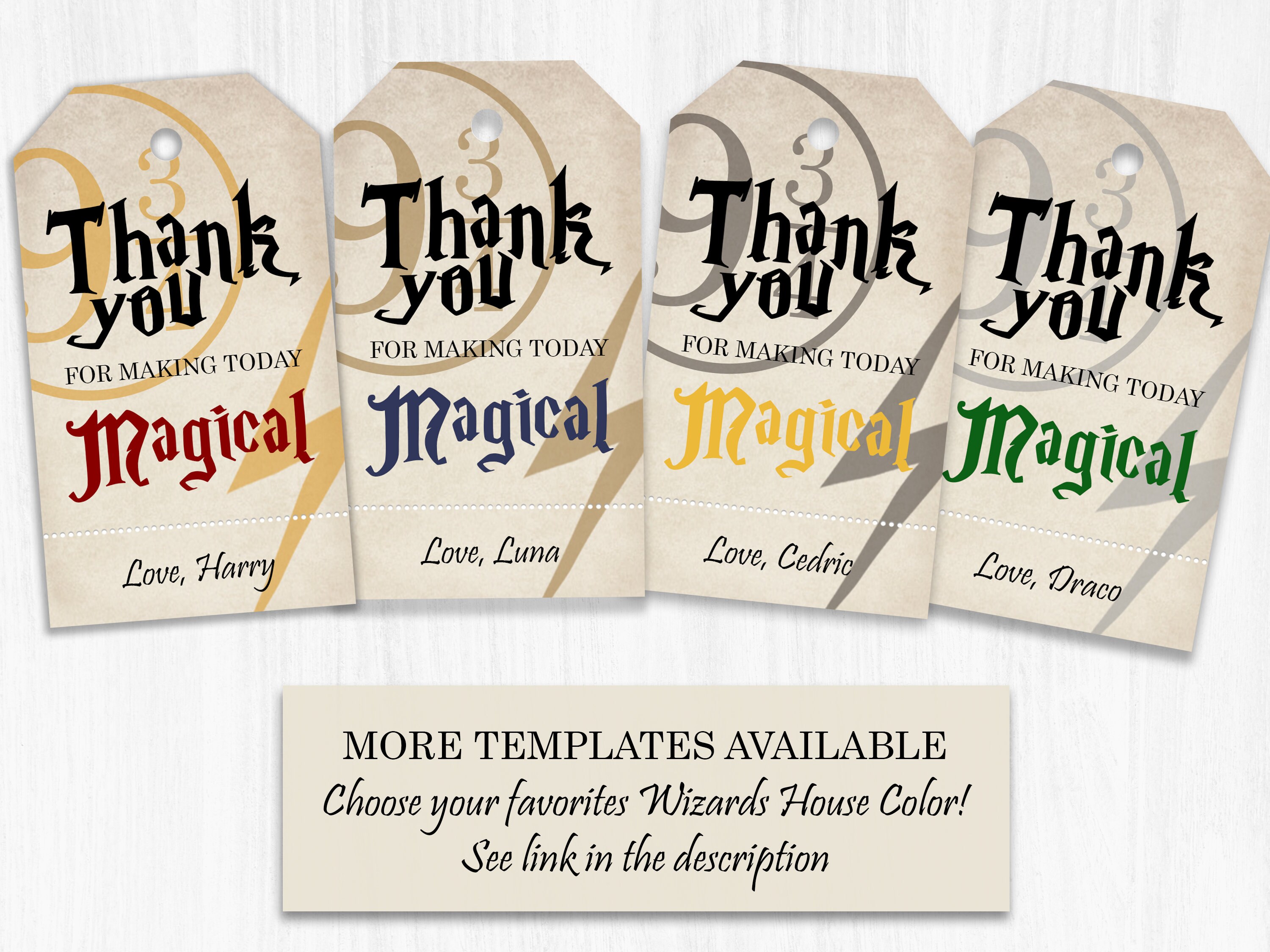 Thank You Tags Printable Wizard Party Favor Tag Instant - Etsy Australia