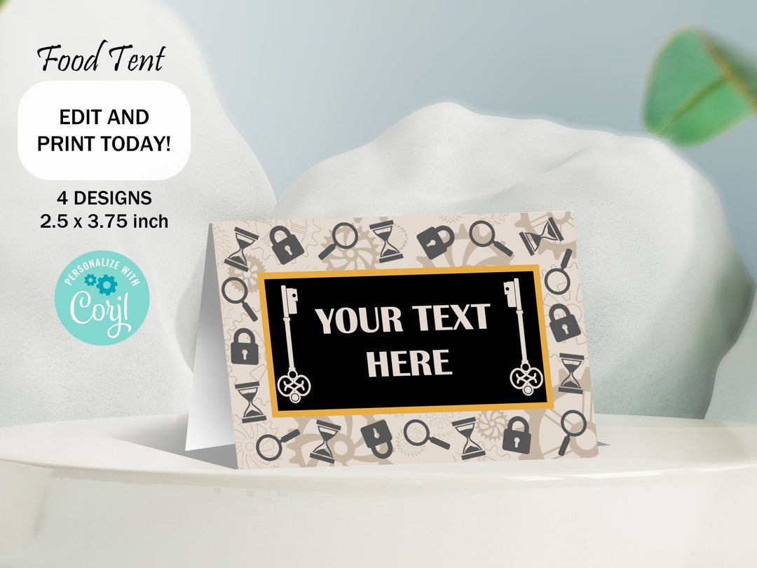 Editable Escape Room Food Labels Birthday Food Tent Cards - Etsy