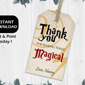 Thank You Tags Printable Wizard Party Favor Tag Instant - Etsy Australia