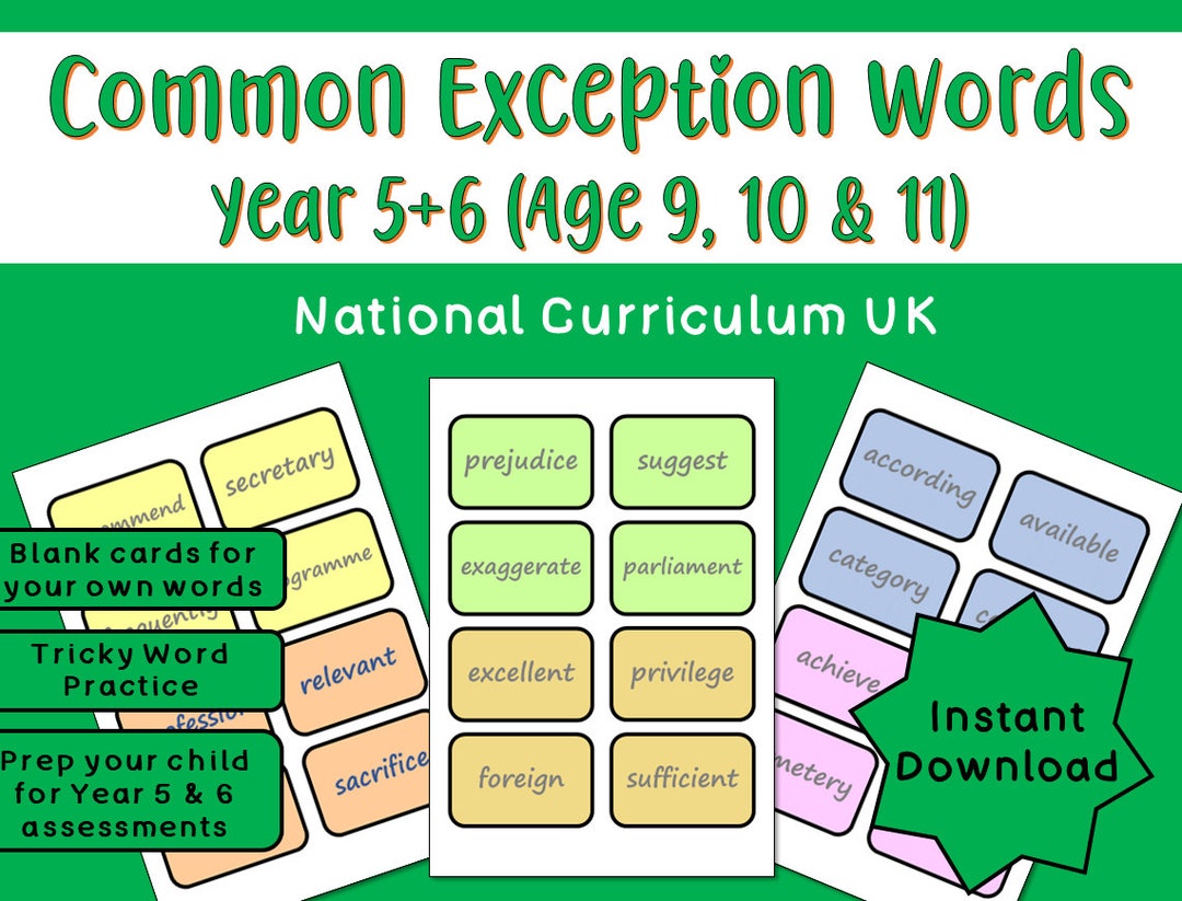 Year 5 And 6 Common Exception Words Tricky Words Year 5 6 Educational