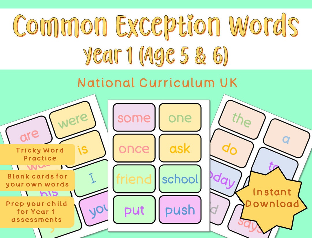 Spelling Flashcards Year 1 Spelling Cards Comon Exception Words ...