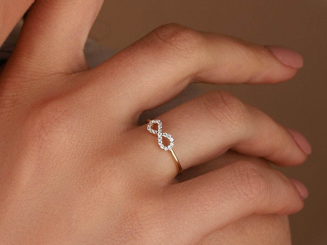 Infinity Minimal Gold Ring, Infinity Sign Stackable Rings for Women ...