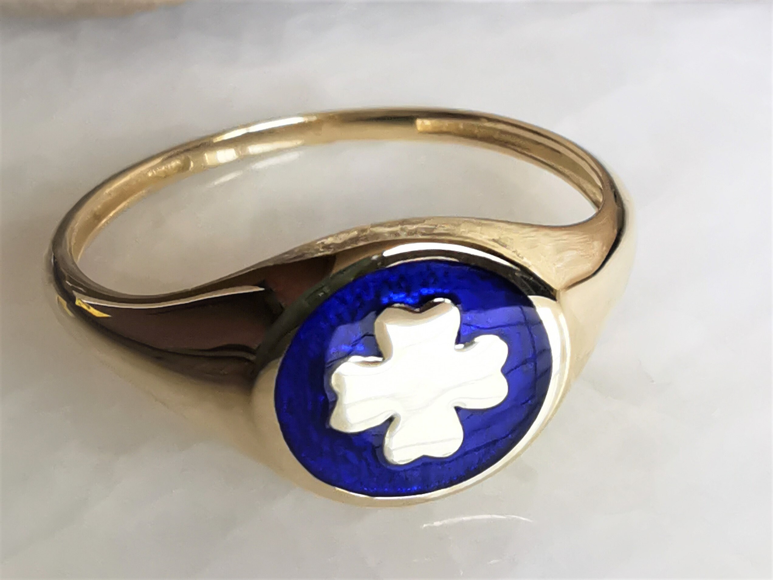 Enamel Clover Signet Ring Four Leaf Clover Ring Stackable - Etsy