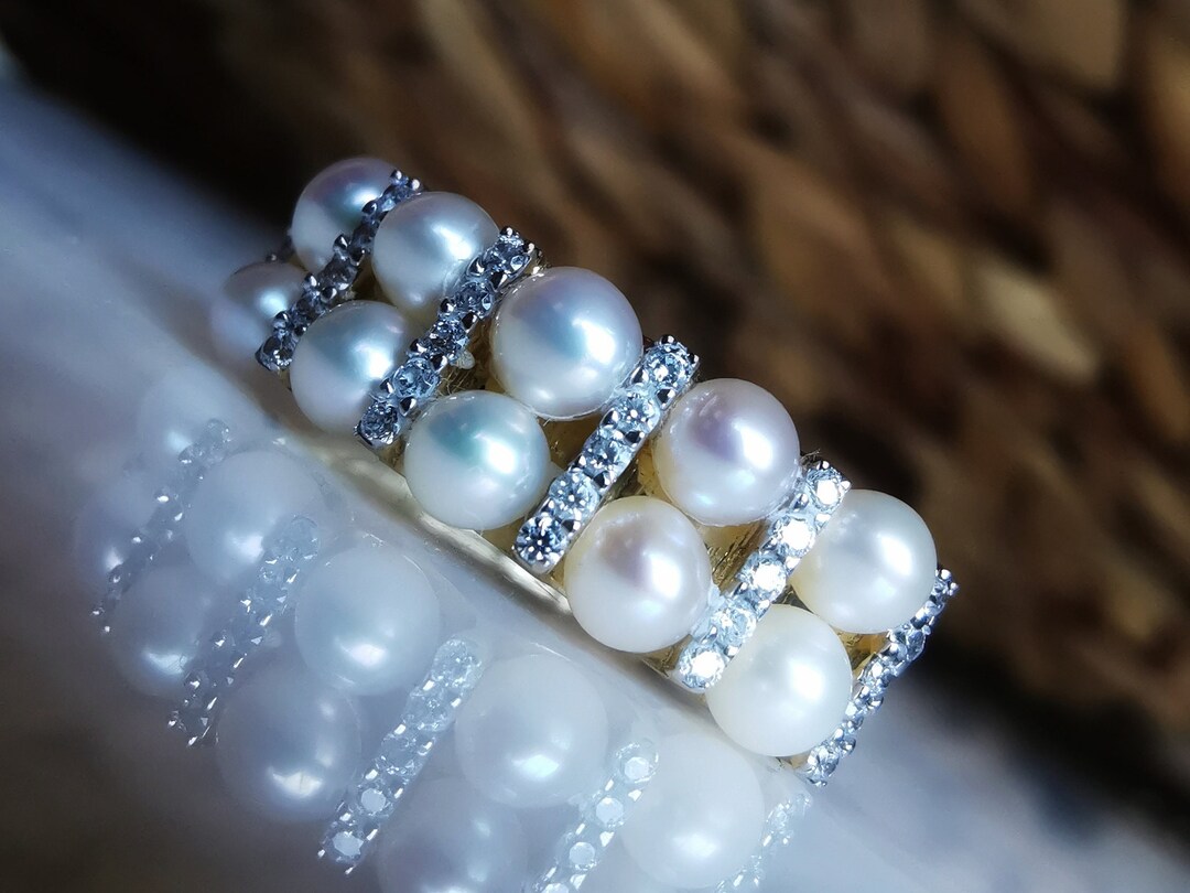 Multiple Pearl Ring in Gold, 14K Gold Vintage Pearl Ring, - Etsy