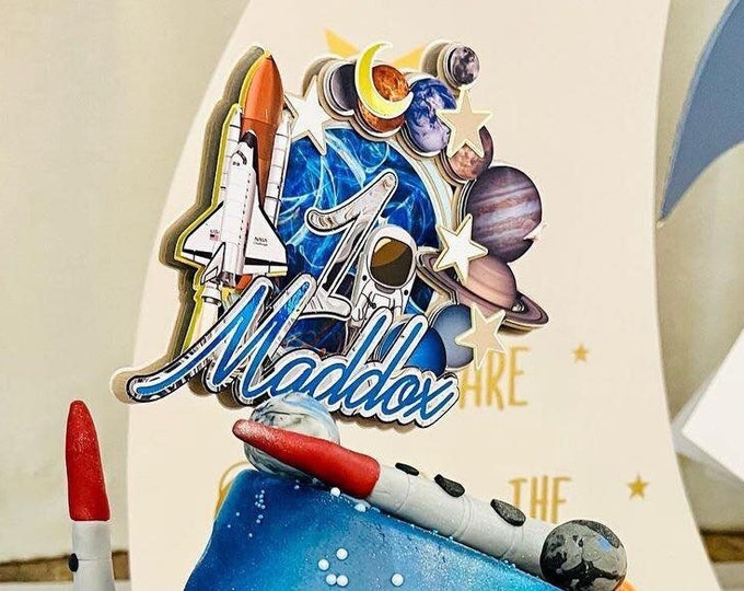 Space Cake Topper, Astronaut Cake Topper, Rocket Cake Topper, Cake ...