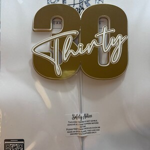 Thirty Cake Topper, Number Cake Topper 30th Cake Topper, Cake ...