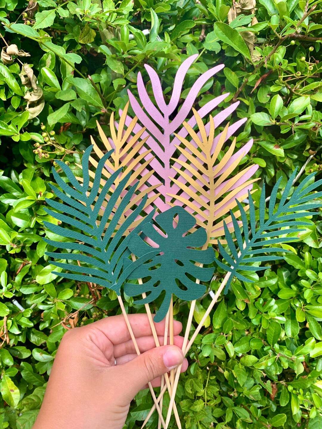 Tropical Palm Leaf Cake Toppers, Jungle Party Decorations - Etsy