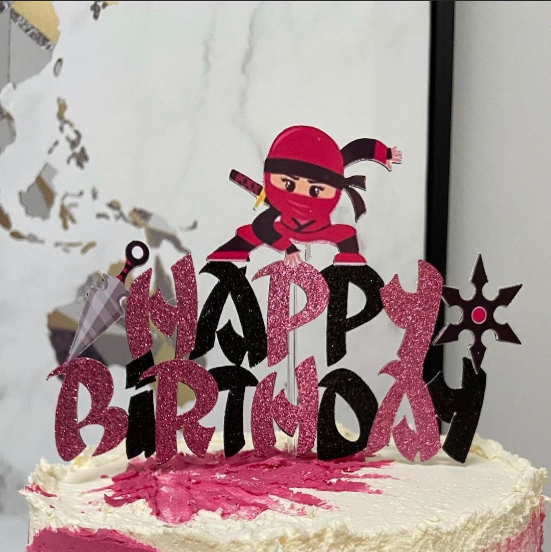 Ninja Cake Topper, Girl Ninja Cake Topper, Happy Birthday Cake Topper ...