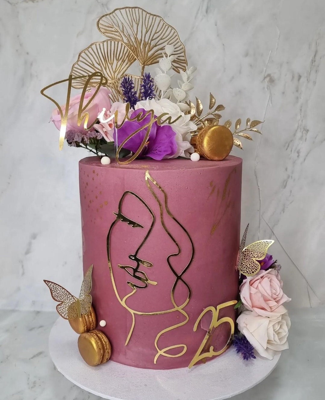 Face Line Art Cake Topper, Name and Age Topper, Woman Face Line Art ...