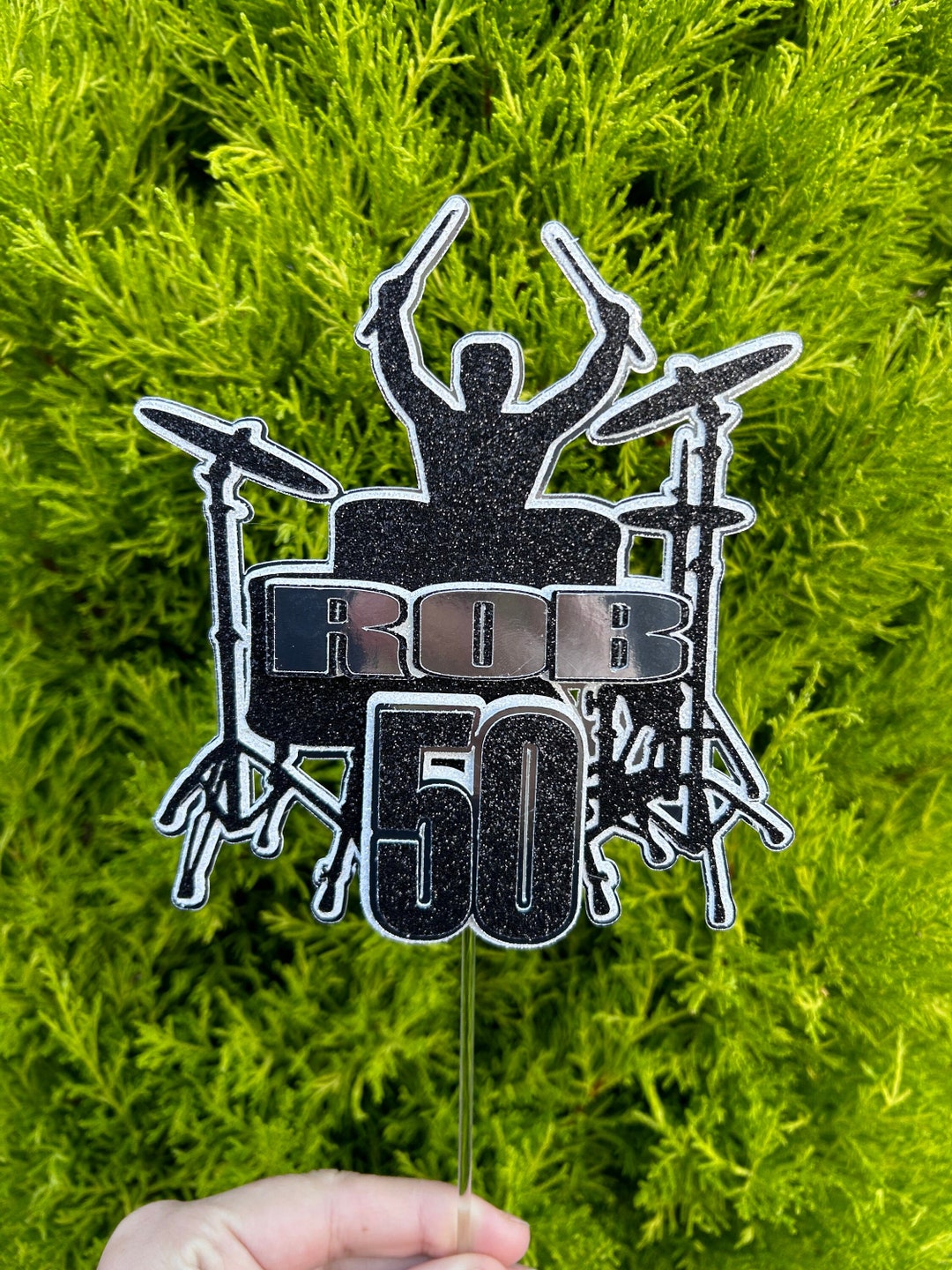 Drum Cake Topper, Rock and Roll Drum Kit Cake Topper, Personalised Cake Topper Music Cake ...