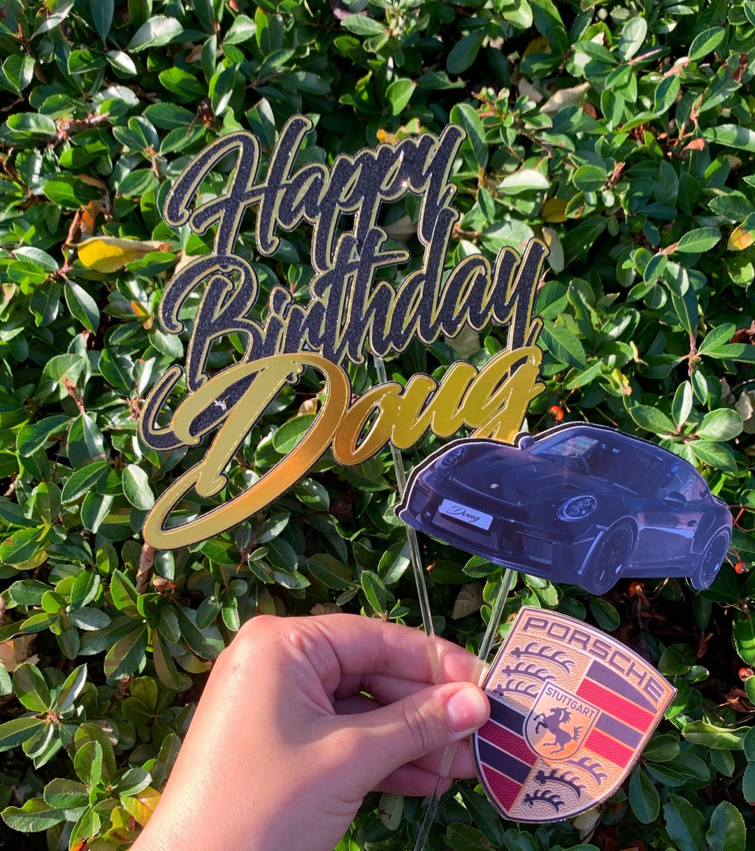 Sports Car Inspired Cake Topper, Personalised Car Cake Topper, Name and ...