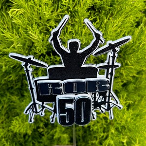 Drum Cake Topper, Rock and Roll Drum Kit Cake Topper, Personalised Cake Topper Music Cake ...