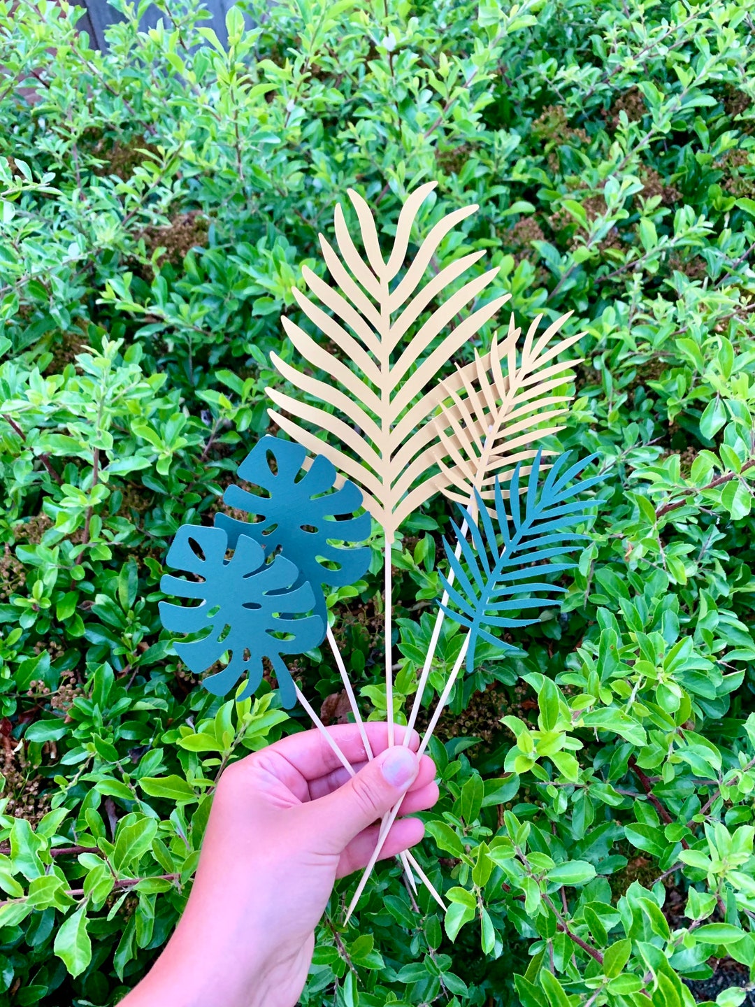 Jungle Cake Topper, Palm Leaves Cake Topper, Green Leaves, Leaf Cake ...