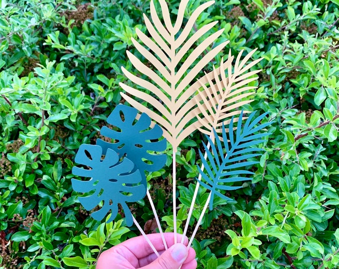 Jungle Cake Topper, Palm Leaves Cake Topper, Green Leaves, Leaf Cake ...