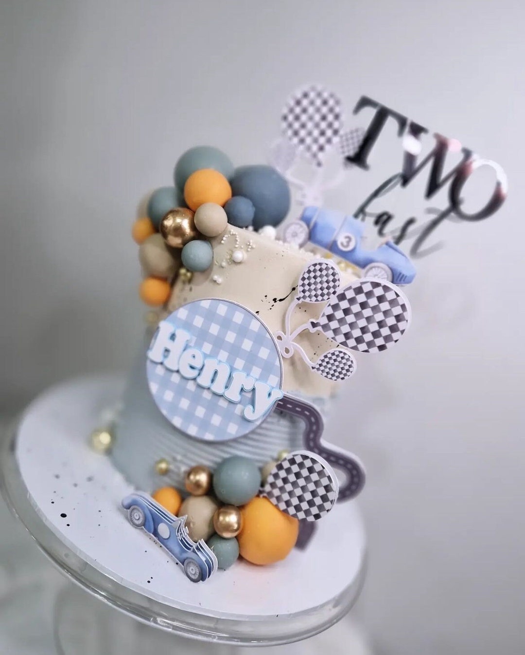 Two Fast Cake Topper, 2nd Birthday Vintage Car Cake Topper, Car Cake ...