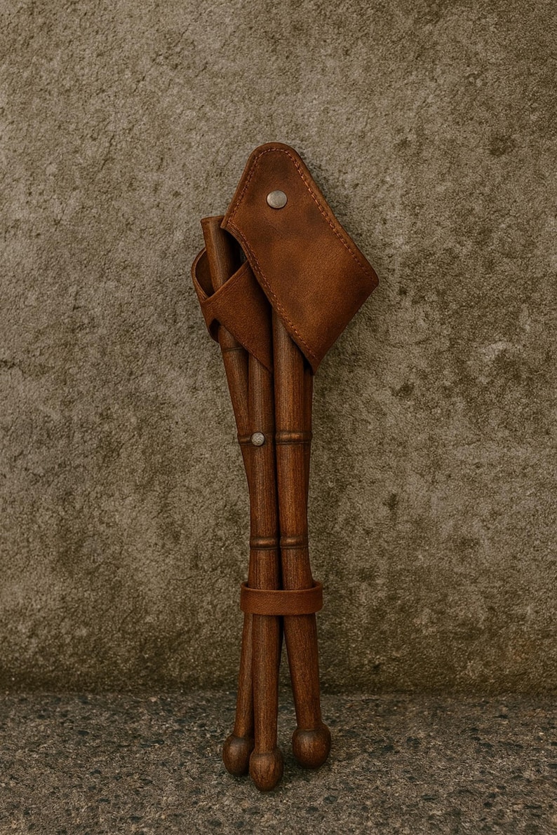 Handmade Folding Calfskin Stool – Durable Leather Seat, Hornbeam Wood ...