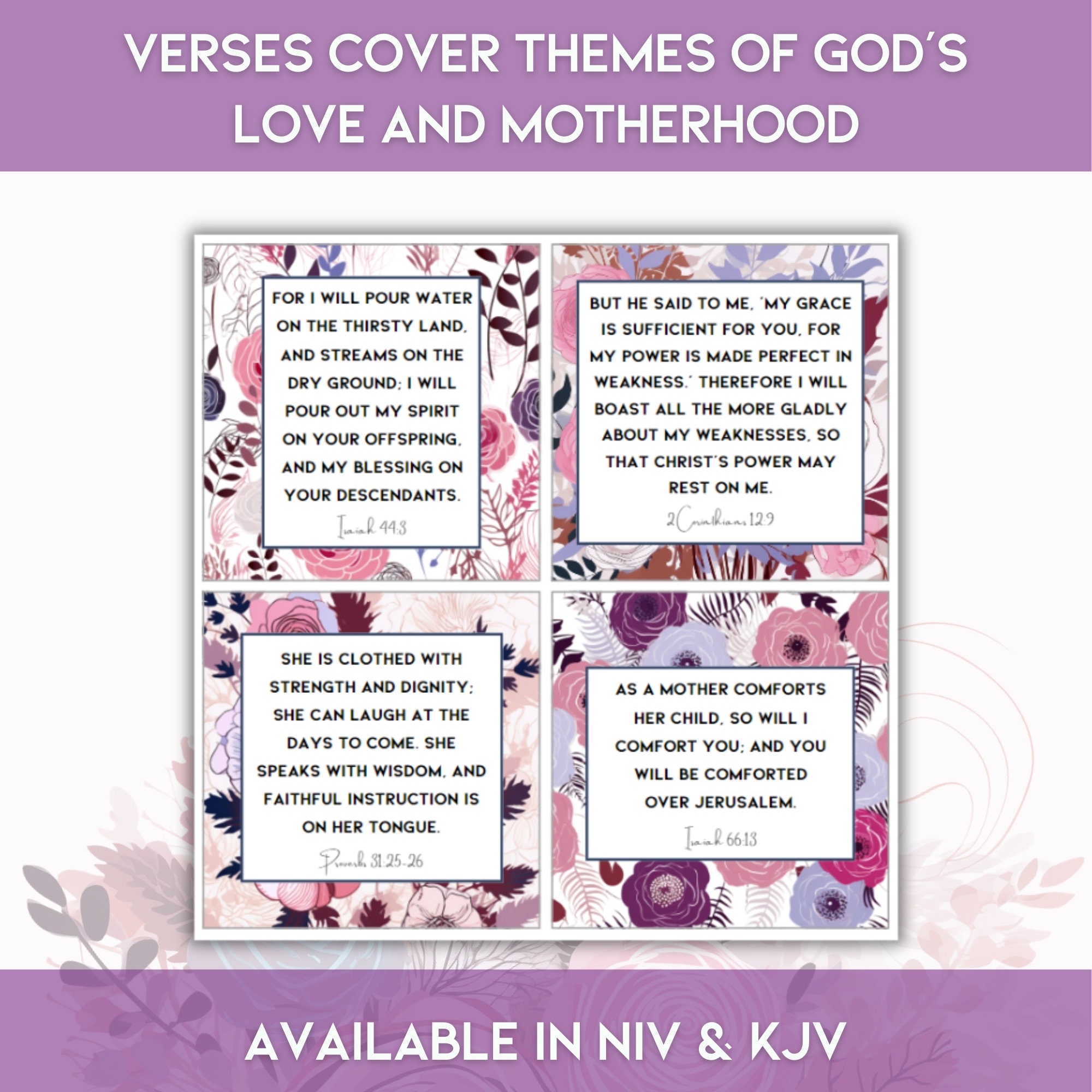 Scripture Verse Cards for Mothers, Motherhood, KJV Scripture Cards ...