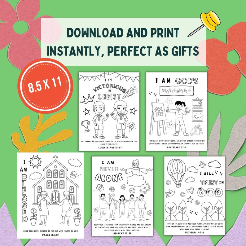 Biblical Affirmation Coloring Pages for Kids (NIV) (digital Download ...