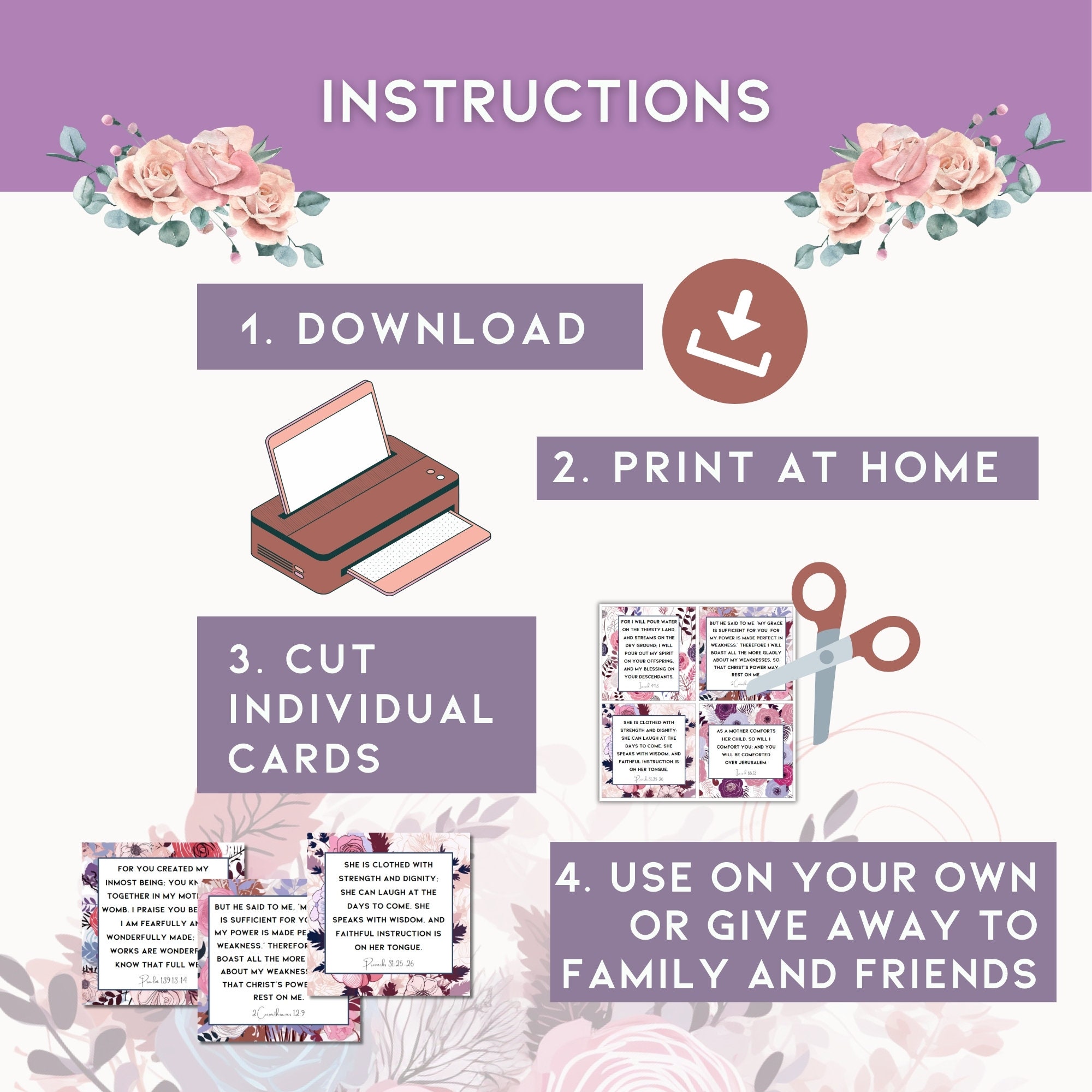 Scripture Verse Cards for Mothers, Motherhood, KJV Scripture Cards ...