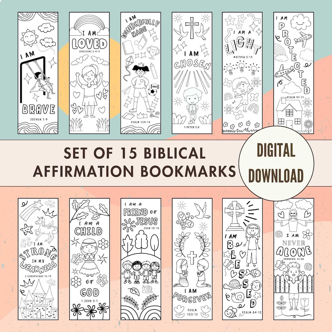 Biblical Affirmation Coloring Bookmarks | for Kids | Bible Printable ...