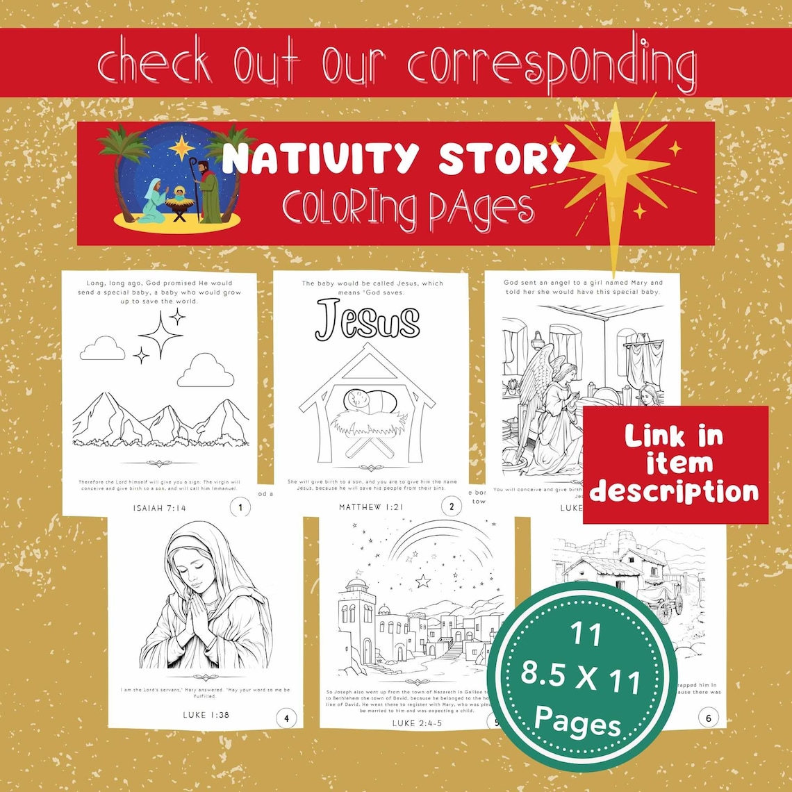 Nativity Story Sequencing Cards Instant Download Coloring Cards for ...