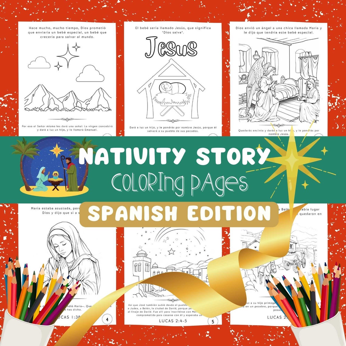 Spanish Nativity Story Coloring Pages for Kids (digital Download) - Etsy