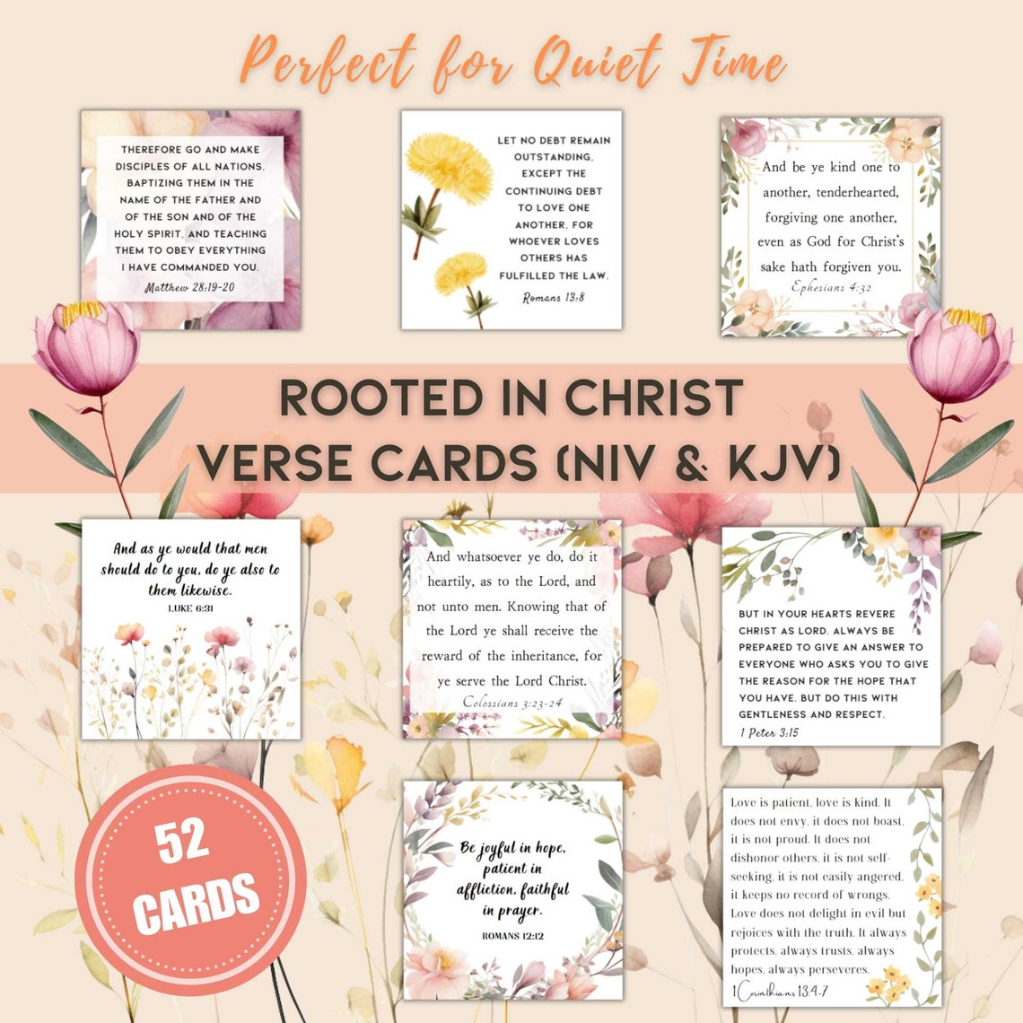 Rooted in Christ Scripture Cards, KJV Scripture Cards, Scripture Printable, Verse Cards ...