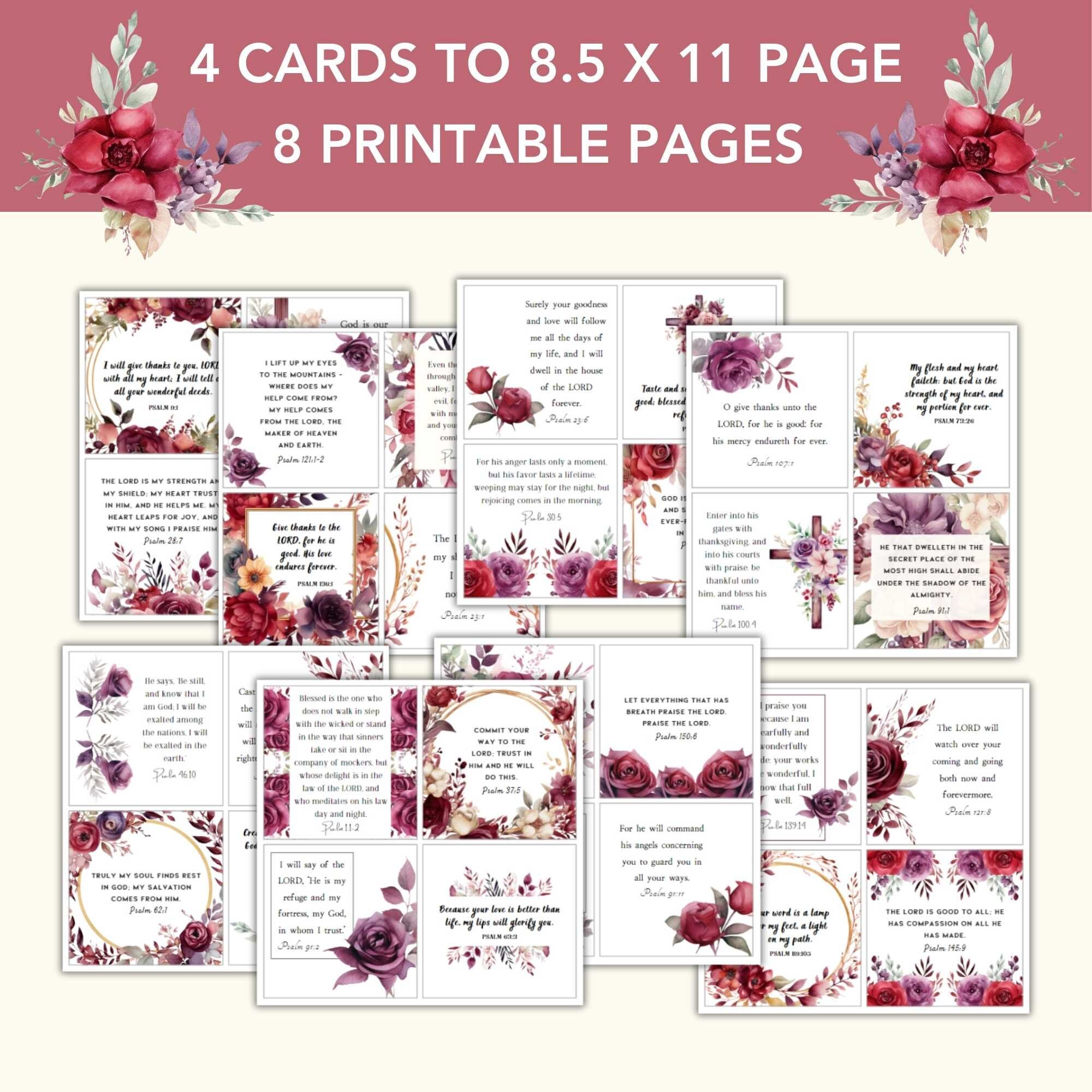 Psalm Scripture Cards, KJV Scripture Cards, Scripture Printable, Verse ...