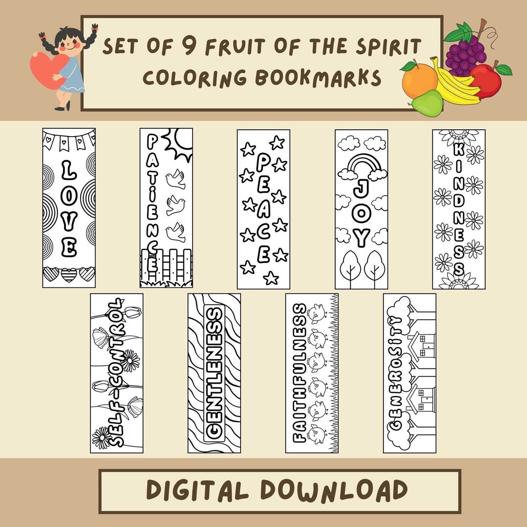 Fruit of the Spirit Coloring Bookmarks | Christian Coloring | for Kids ...