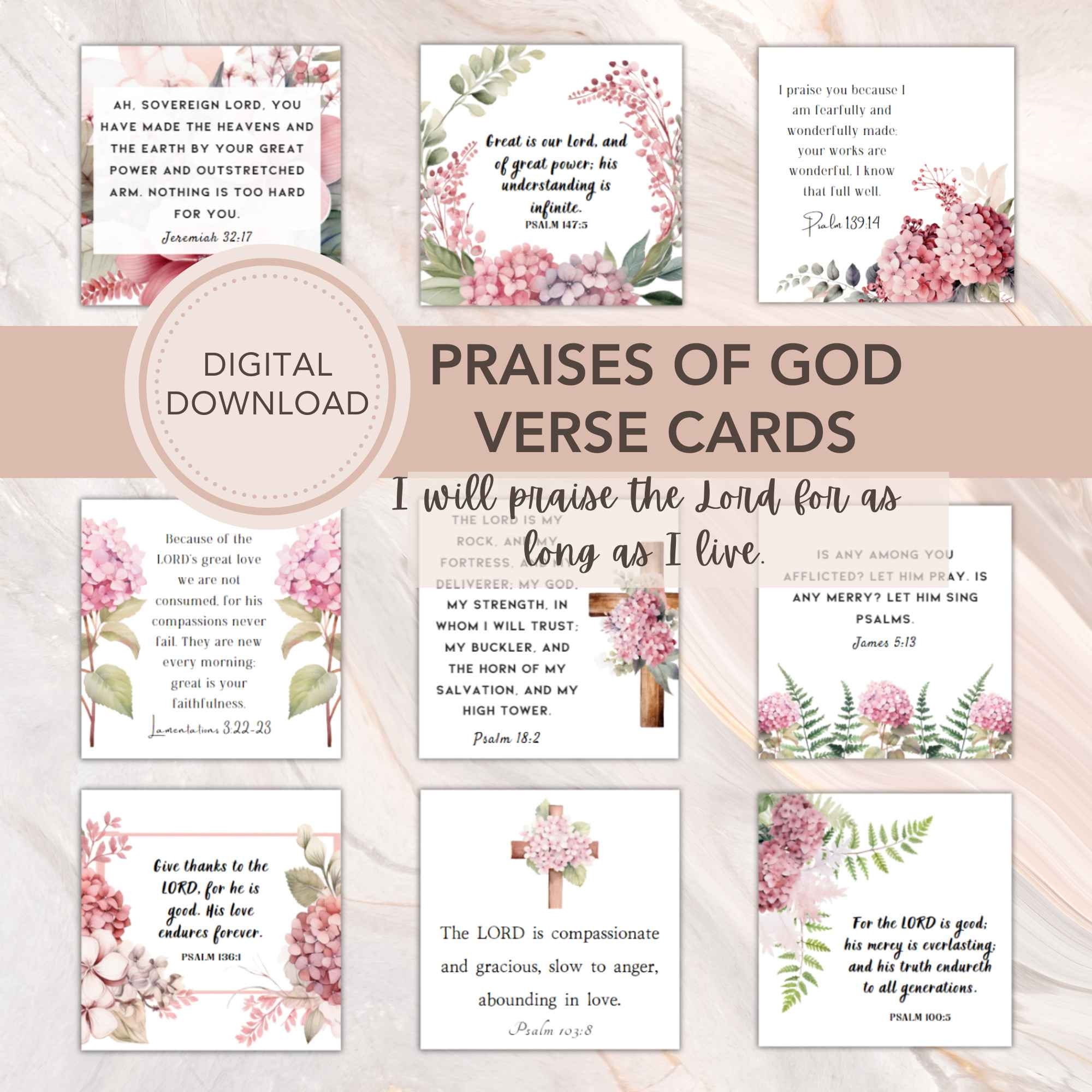 Praises of God Scripture Cards, KJV Scripture Cards, Scripture ...