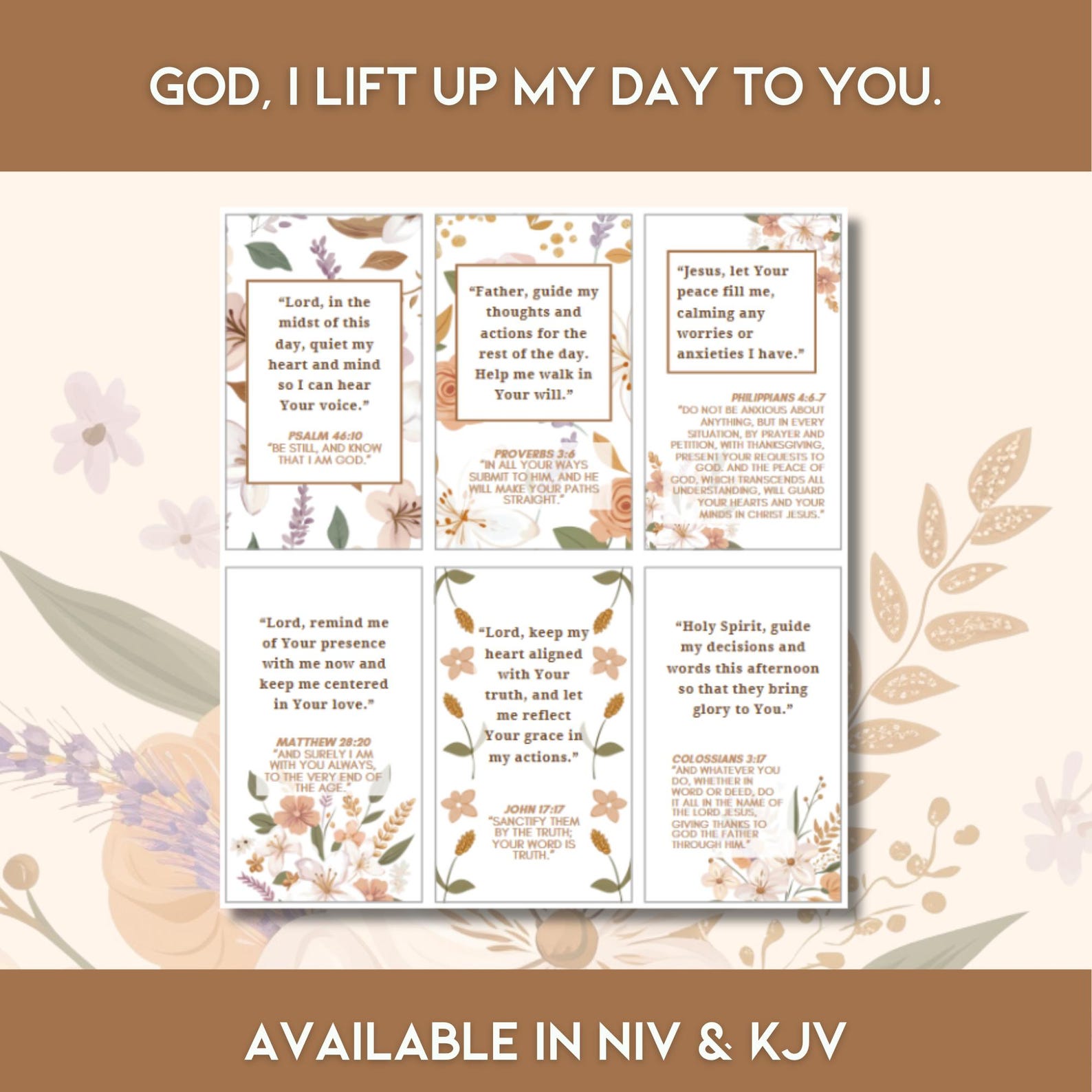 Midday Prayer Cards, Verse Cards, KJV & NIV Scripture Printables for ...