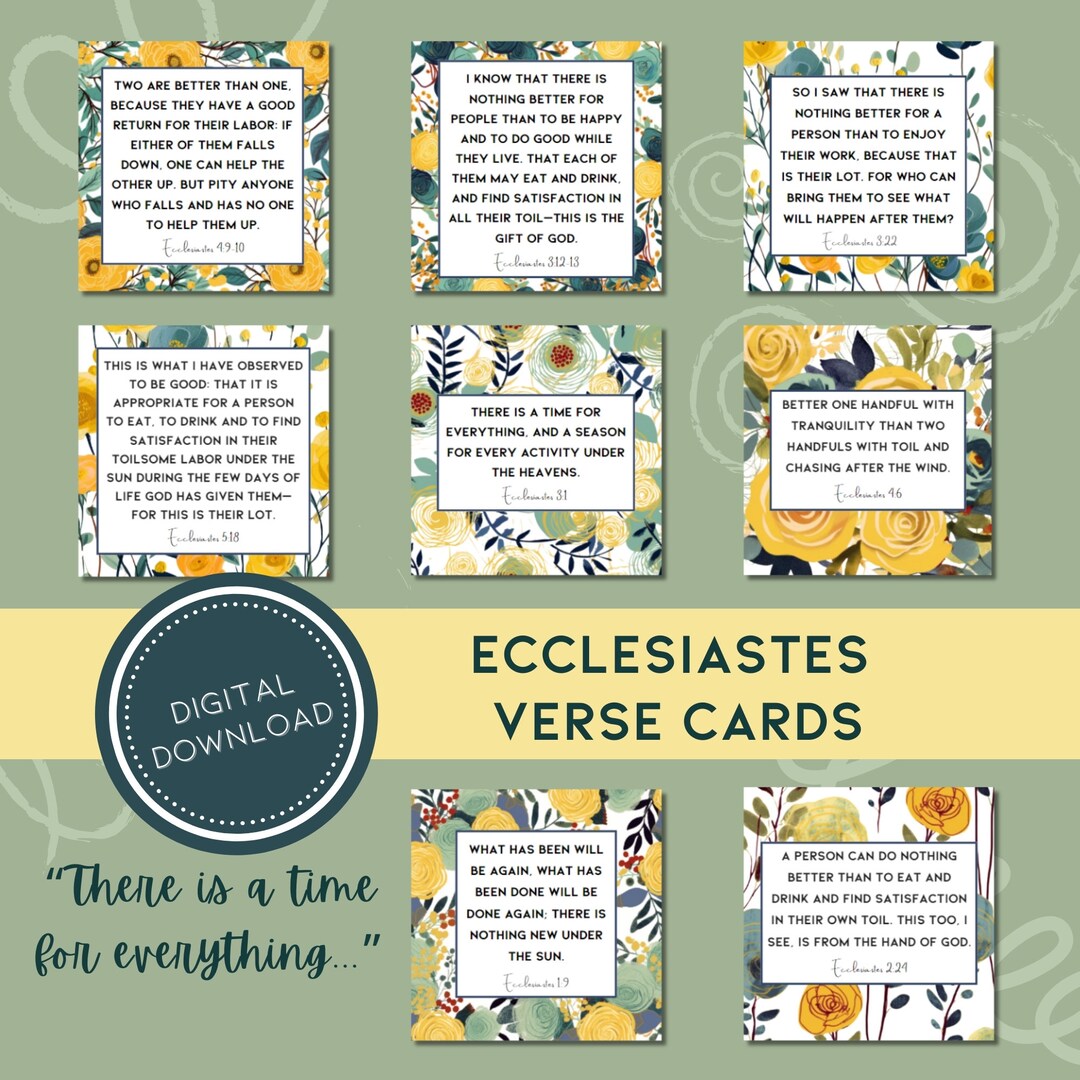 Ecclesiastes Scripture Verse Cards: KJV & NIV (digital Download) - Etsy
