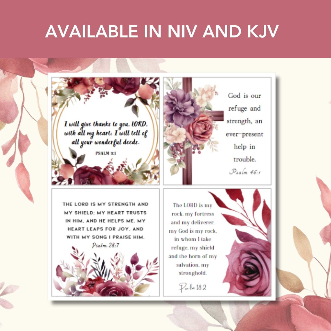 Psalm Scripture Cards, KJV Scripture Cards, Scripture Printable, Verse ...