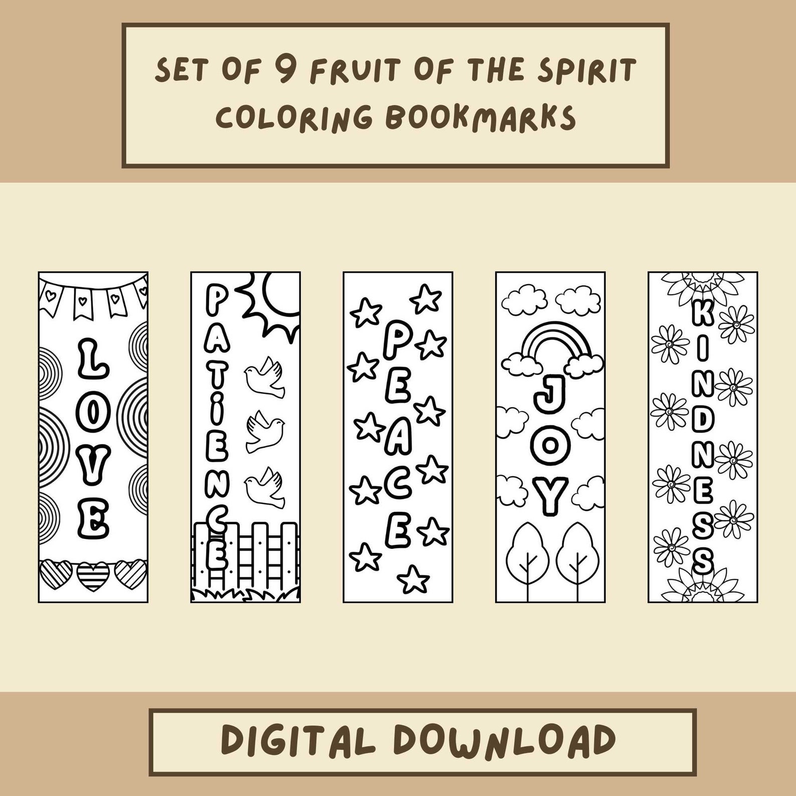 Fruit of the Spirit Coloring Bookmarks: Christian Bible (digital ...
