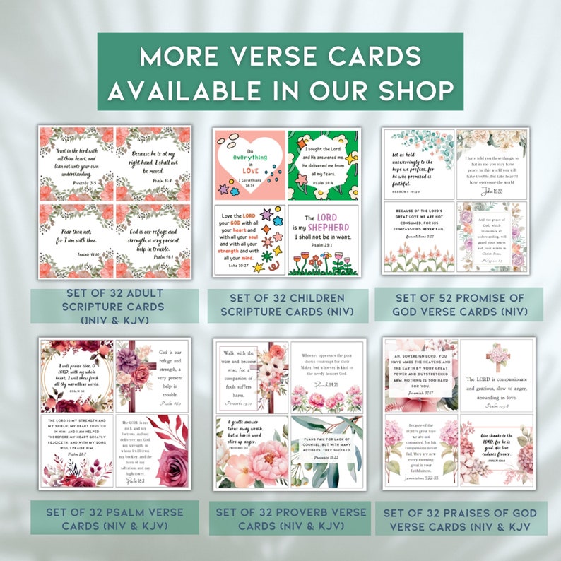 Bible Verse Cards on Nature and God's Creation, KJV Scripture Cards ...
