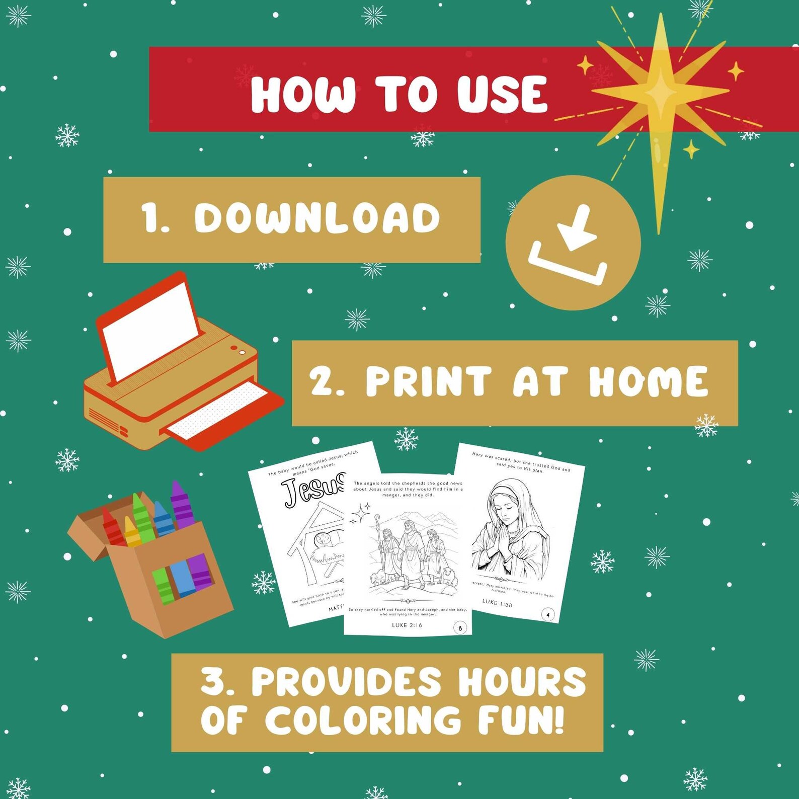 Nativity Story Coloring Pages for Kids | Instant Download | Children ...