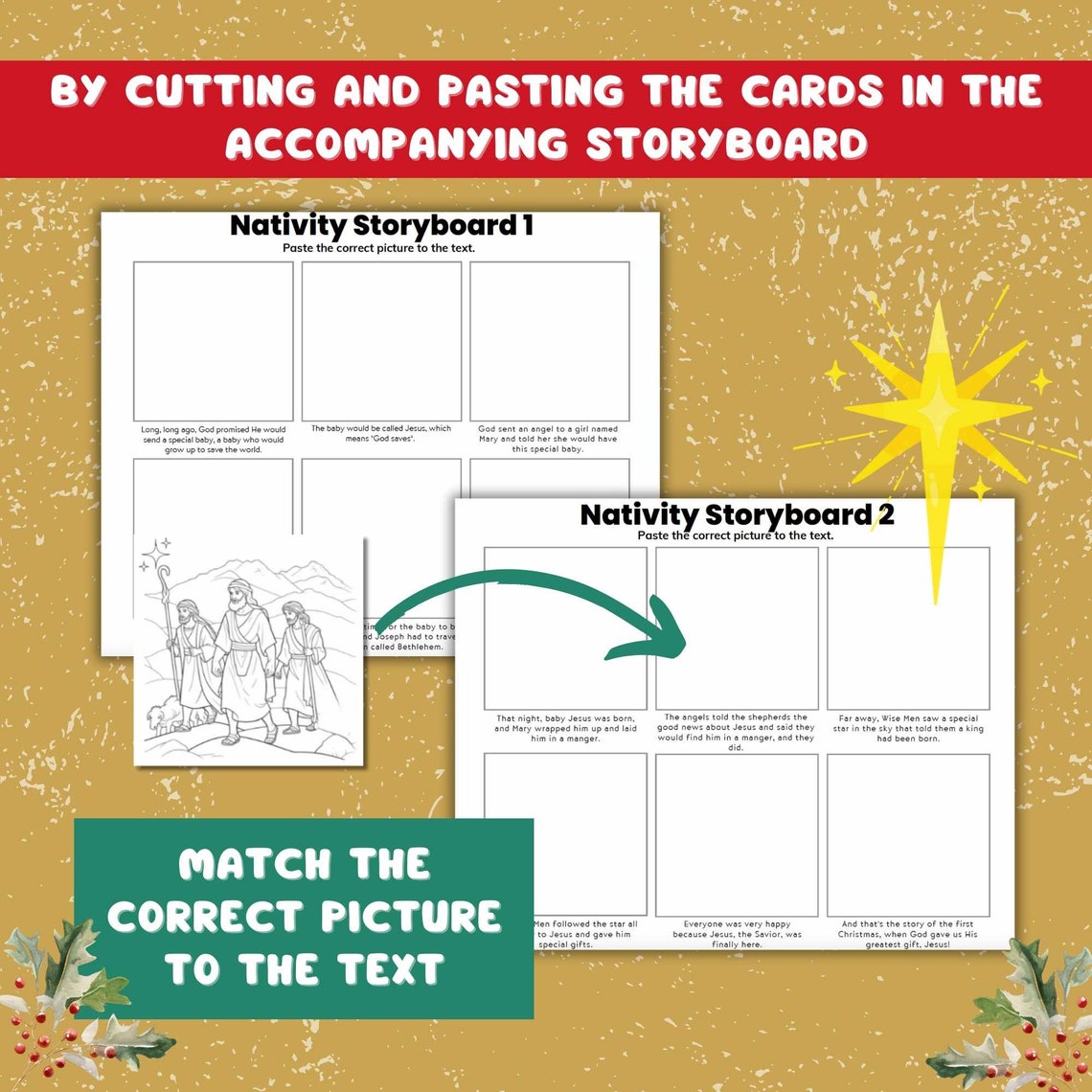 Nativity Story Sequencing Cards | Instant Download | Coloring Cards ...