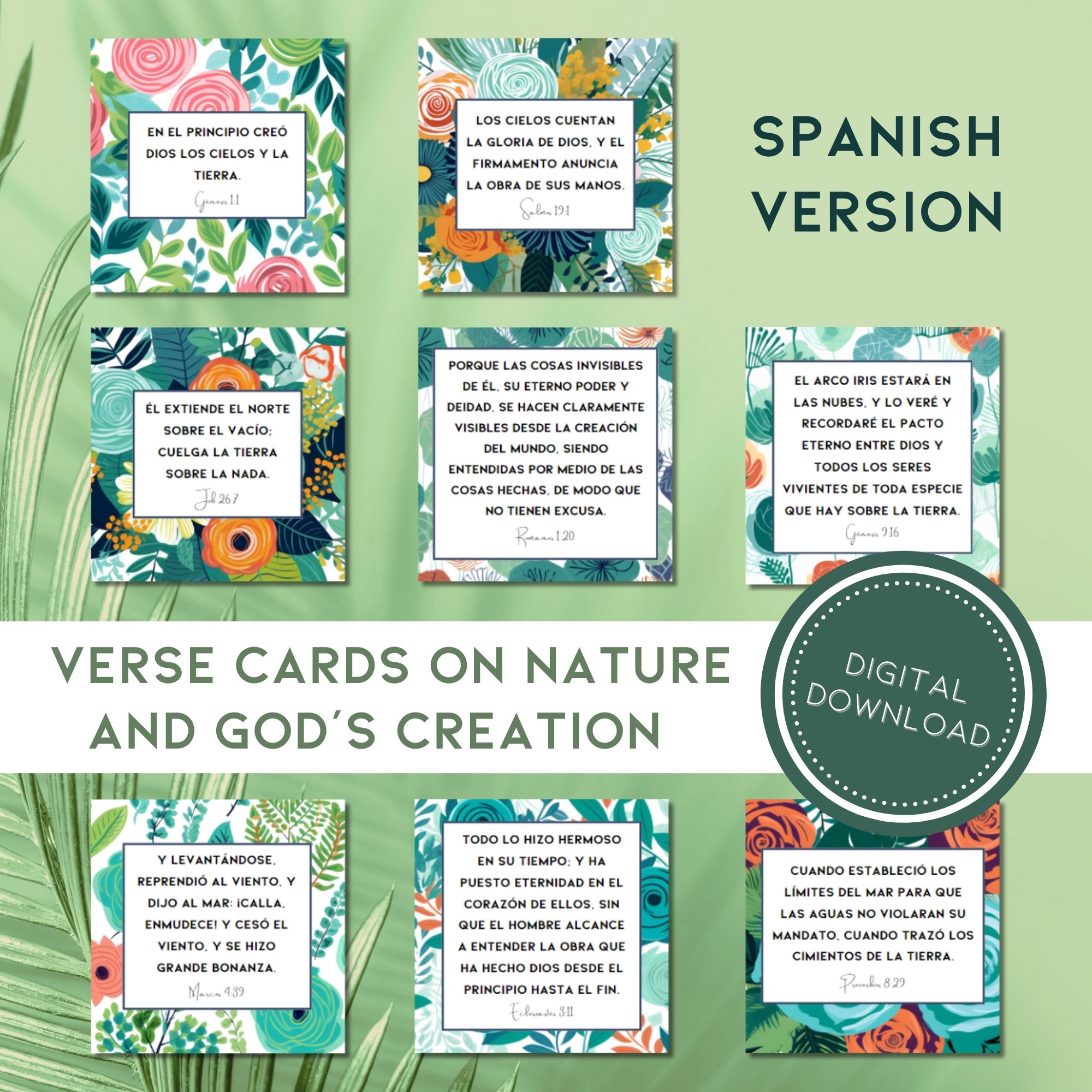Spanish Bible Verse Cards on Nature and God's Creation, Reina-valera ...