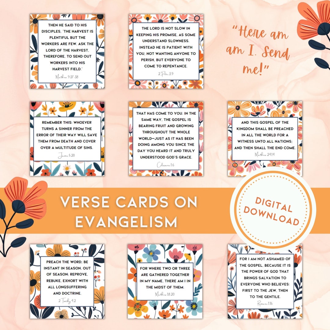 Bible Verse Cards on Evangelism, KJV & NIV Scripture Printables for ...