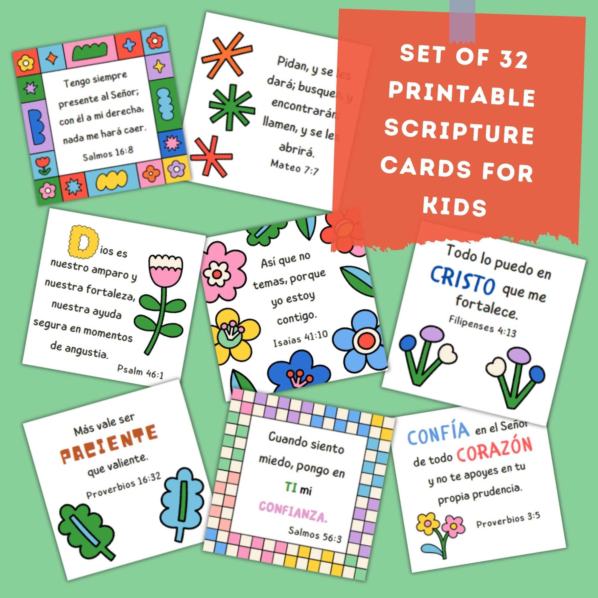 Spanish Scripture Cards for Children, Scripture Printable, Espanol ...