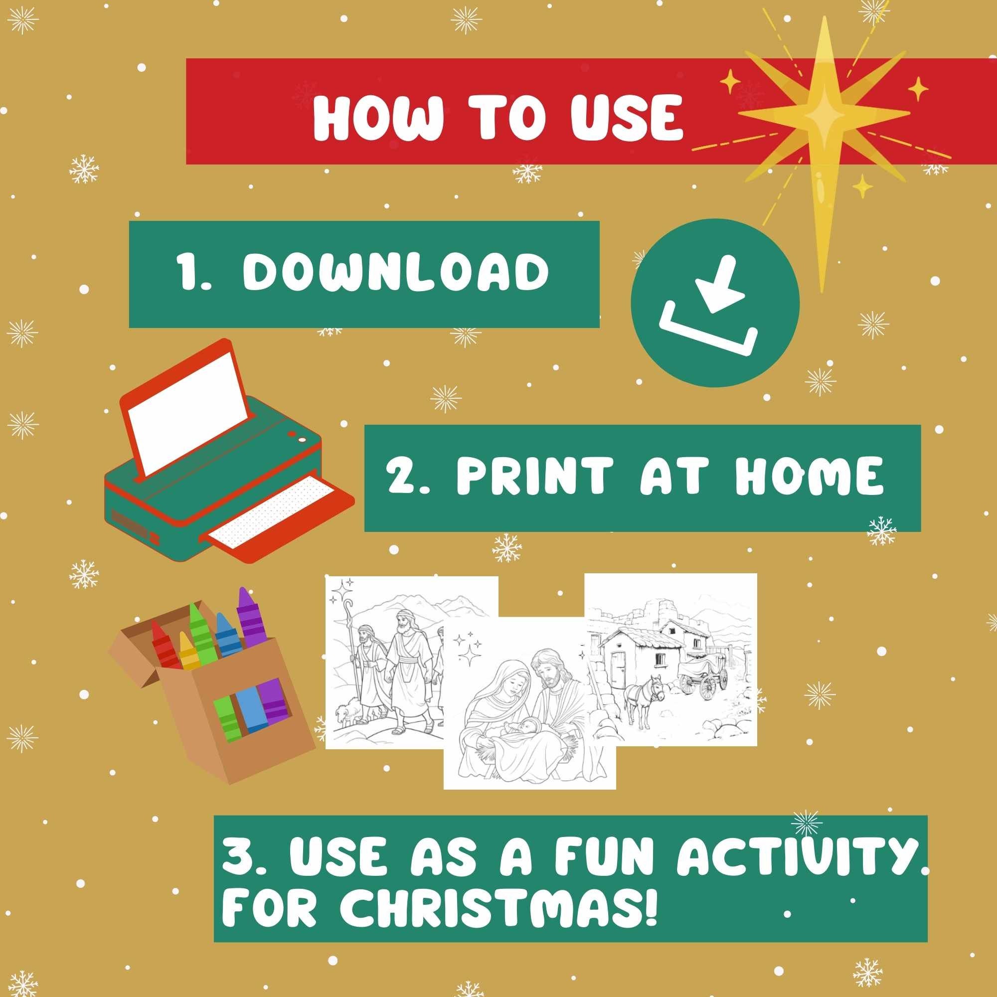 Nativity Story Sequencing Cards Instant Download Coloring Cards for ...