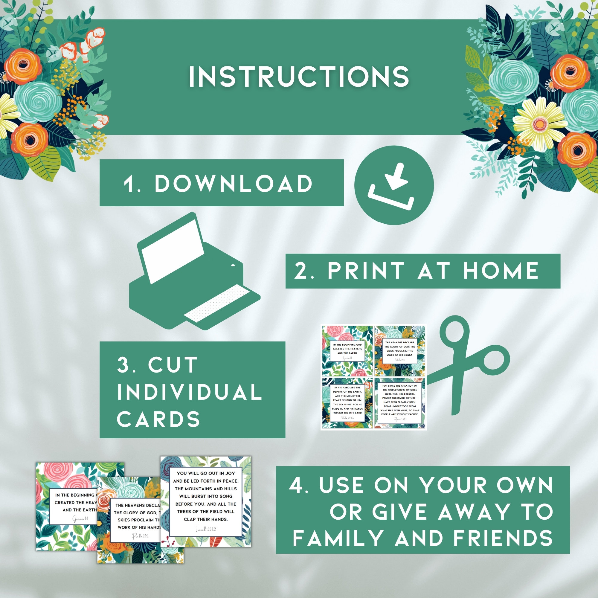 Bible Verse Cards on Nature and God's Creation, KJV Scripture Cards ...