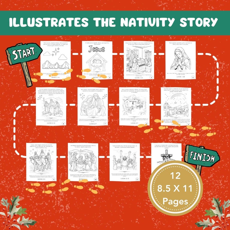 Spanish Nativity Story Coloring Pages for Kids (digital Download) - Etsy