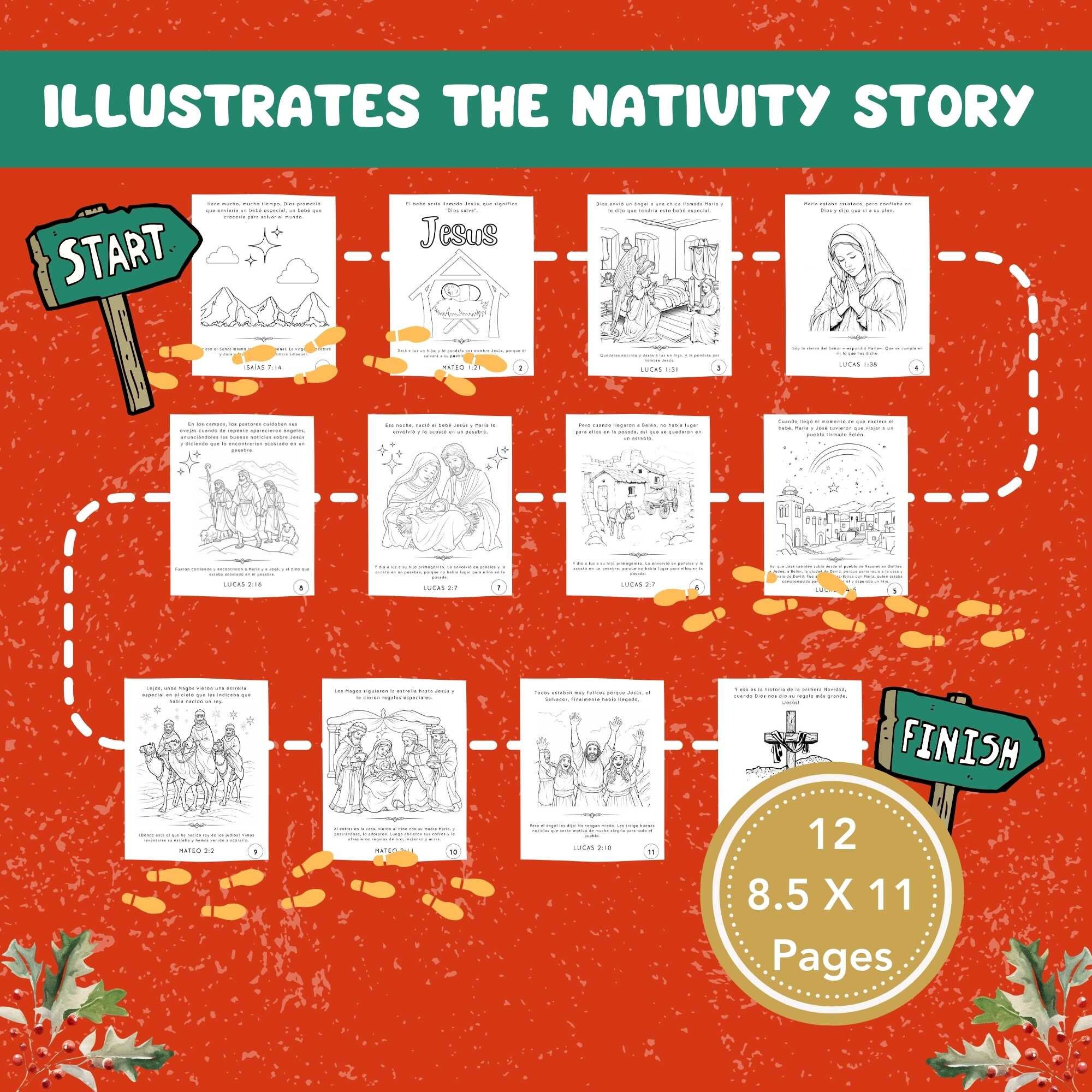 Spanish Nativity Story Coloring Pages for Kids (digital Download) - Etsy