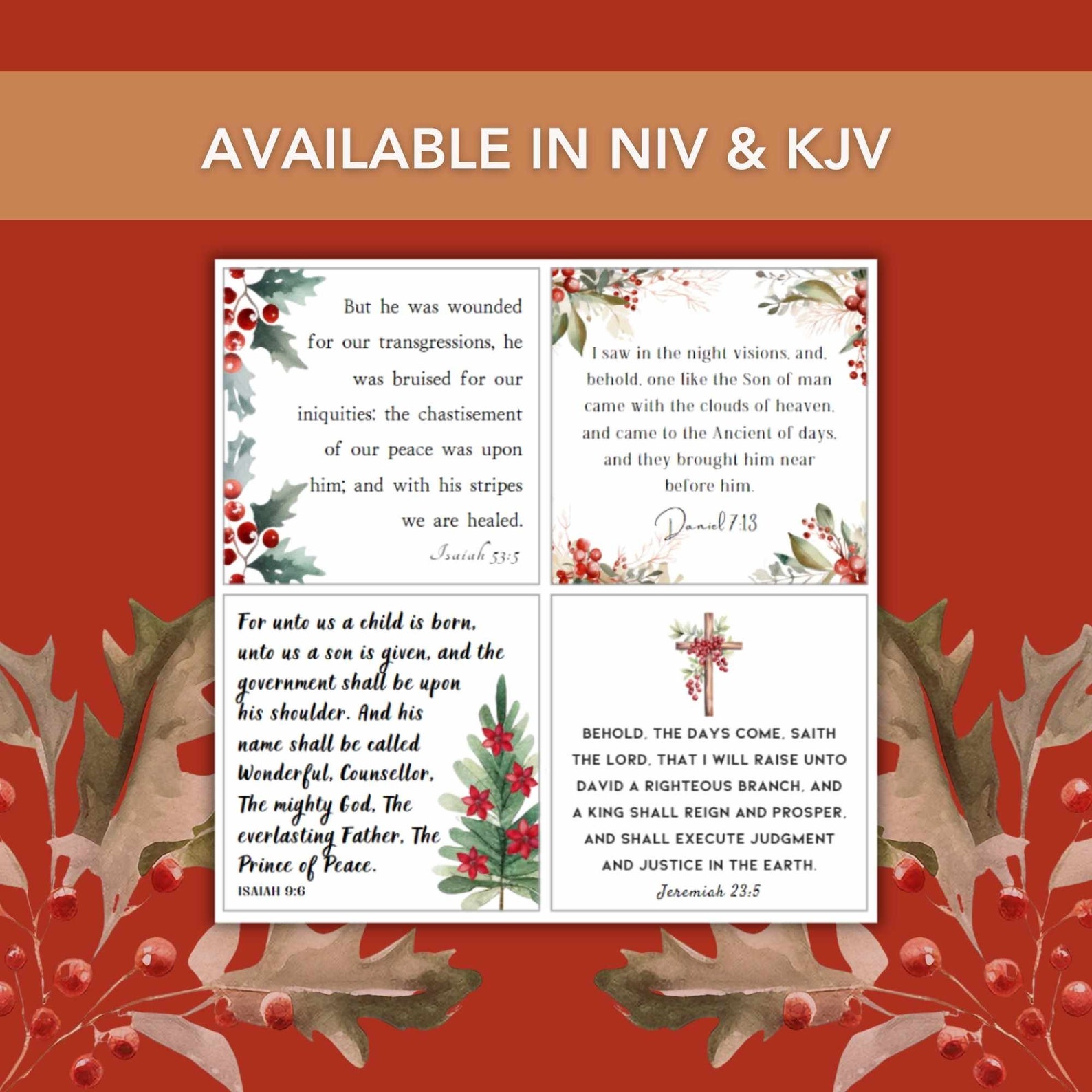 Nativity Scripture Cards, KJV Scripture Cards, Scripture Printable ...