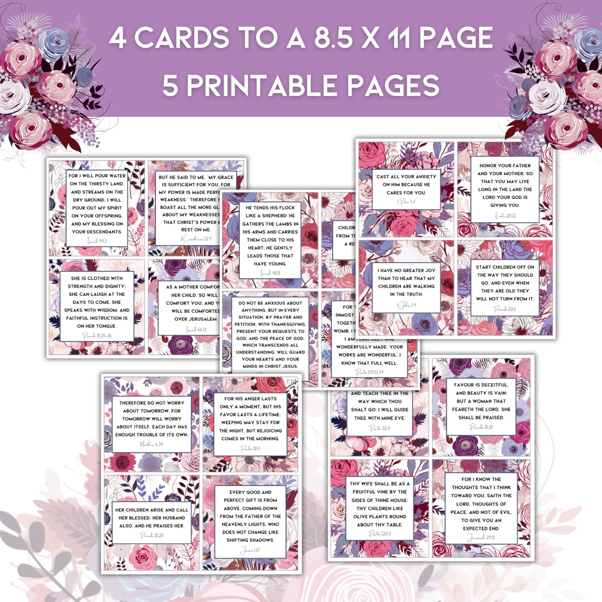 Scripture Verse Cards for Mothers, Motherhood, KJV Scripture Cards, Scripture Printable, Verse ...