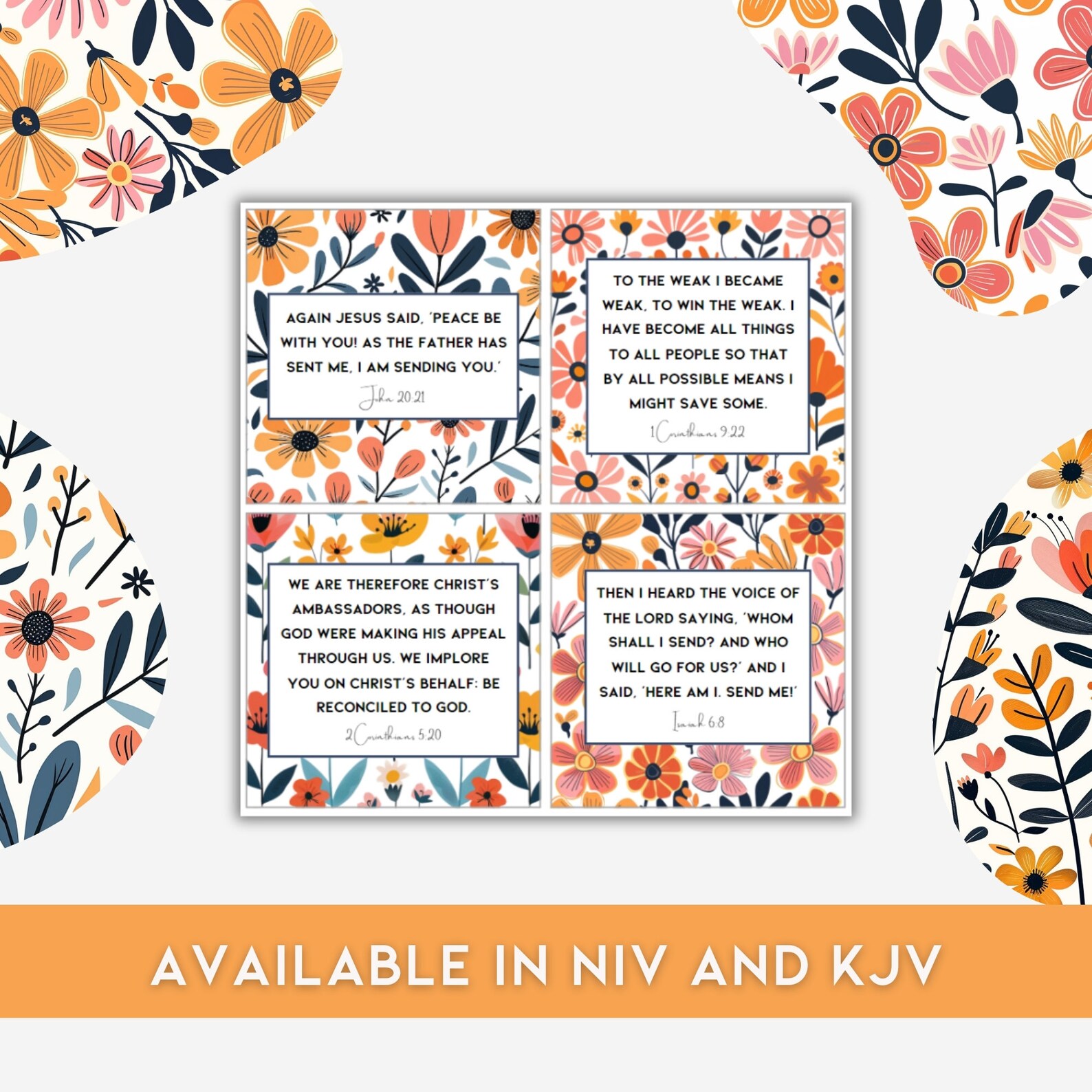 Bible Verse Cards on Evangelism, KJV & NIV Scripture Printables for ...