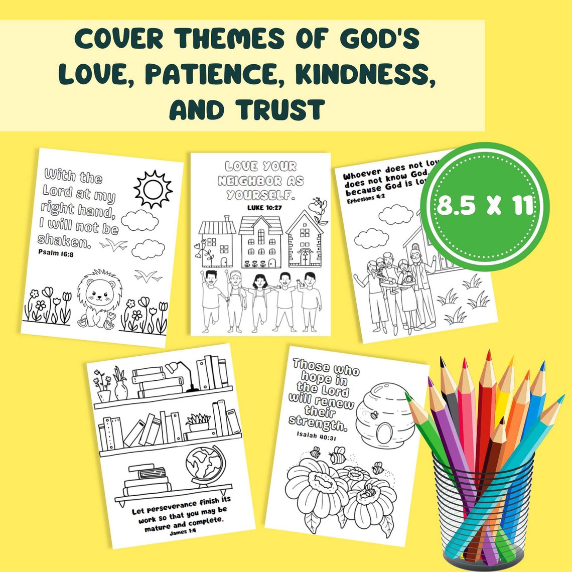 Bible Verse Coloring Pages for Kids | Instant Download | Children ...